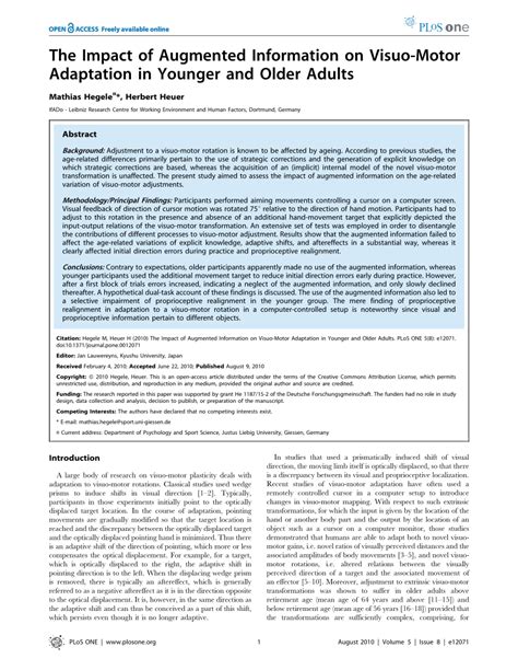 Pdf The Impact Of Augmented Information On Visuo Motor Adaptation In