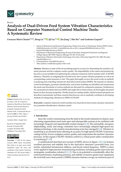 Pdf Citation Analysis Of Dual Driven Feed System Vibration Characteristics Based On Computer