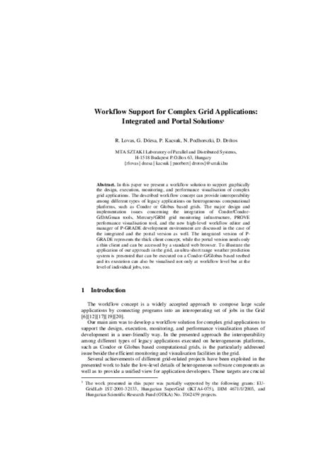 Pdf Workflow Support For Complex Grid Applications
