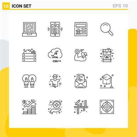 Set Of 16 Vector Outlines On Grid For Vegetables Garden Ui Farming Ui Editable Vector Design