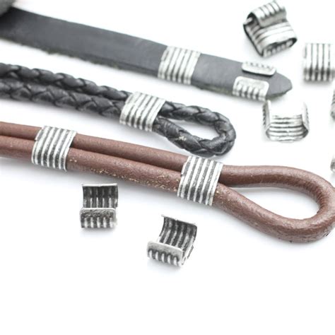 20 Dark Silver Crimp Fastener Fold Over Crimp Leather Clasp Leather