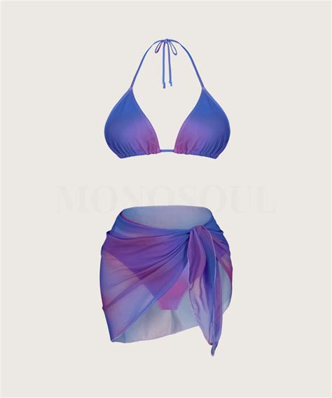 모노소울 당일출고🚀에스라인보장 오로라 팝팝 비키니 홀터 3피스 랩스커트 세트 A F컵까지