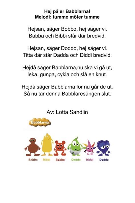 28 Bästa Bilderna Om Babblarna Sånger Och Ramsor På Pinterest Advent