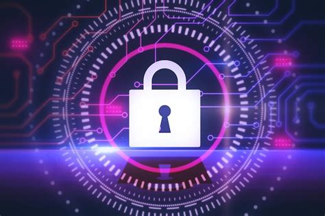 Premium Photo Abstract Glowing Padlock Interface On Purple Background Safety Security And