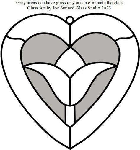 Heart And Flower Stained Glass Pattern Ornament Hanging T