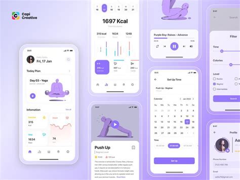 MFit Fitness App UI Kit Made To Help To Find The Best Coaching Lesson