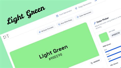 Light Green Color Code 90ee90 Rgb Hsl Cmyk Values And Palettes