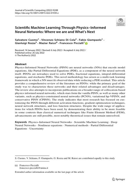 Scientific Machine Learning Through Physics Informed Neural Networks