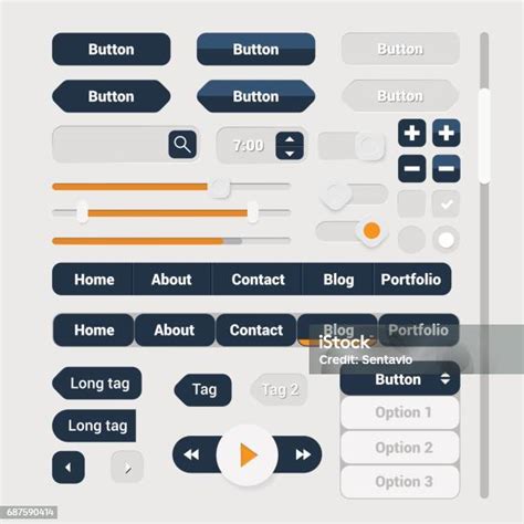 웹 사용자 인터페이스 요소 집합입니다 Gui 인터페이스 요소 컬렉션입니다 벡터 Ui 디자인입니다 라디오에 대한 스톡 벡터 아트 및 기타 이미지 Istock