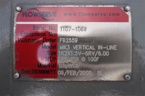 Flowserve Durco Mk3 Vertical Inline Pump 1k2x15v 6rv600 For Sale Aucto