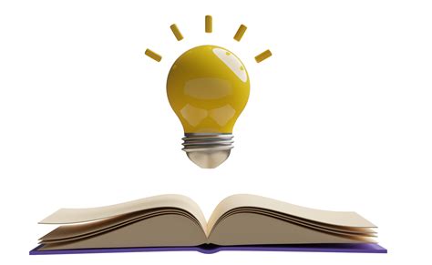 Yellow Light Bulb With Open Book Isolated Idea Tip Education