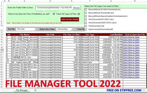 File Manager Tool 2022 Free Xlsm Files Artofit