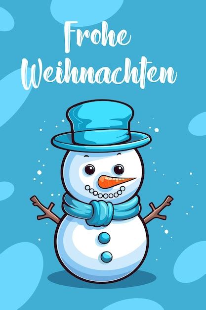 Premium Vector Charming German Christmas Card With A Snowman