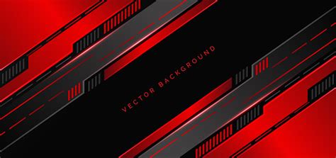 추상 기술 기하학적 빨간색과 검은 색은 검은 색 배경에 빨간색 표시등이 있습니다 검은색에 대한 스톡 벡터 아트 및 기타 이미지