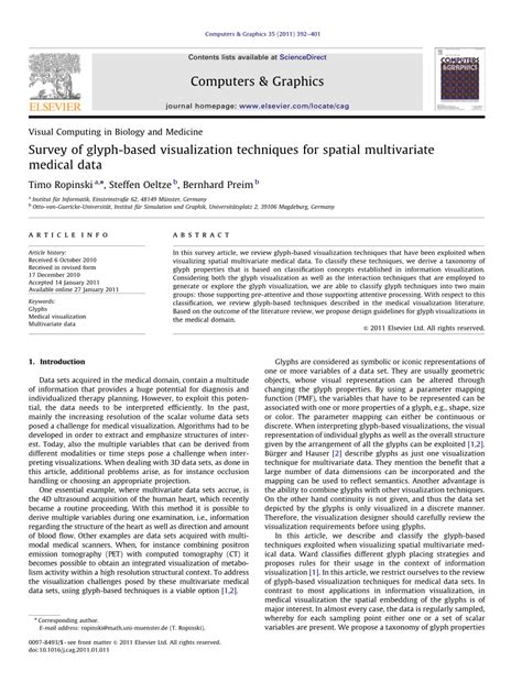 Pdf Visual Computing In Biology And Medicine Survey Of Glyph Based