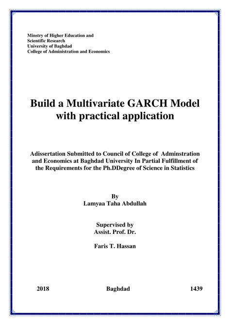 Pdf Build A Multivariate Garch Model With Practical Application