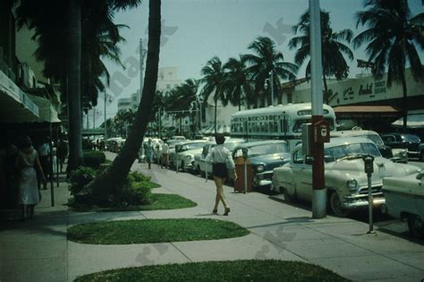 1950s Miami Beach Street Scene Vintage 35mm Slide A5o18 4850662084