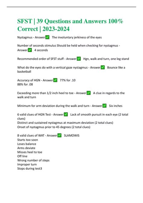Sfst 39 Questions And Answers 100 Correct Sfst Stuvia Us