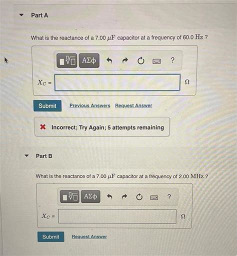 Solved What is the reactance of a μF capacitor at a Chegg