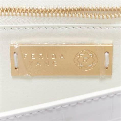 Ferida Yang Bespoke White Matte Scaled Leather Gold Buckle Long Flap Clutch For Sale At 1stdibs