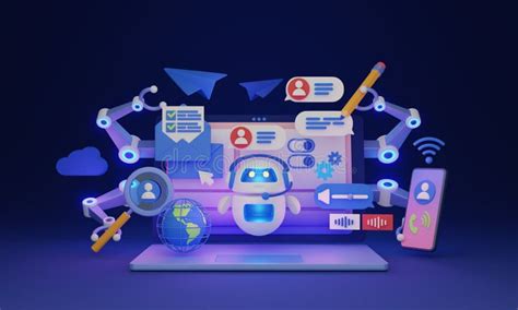 Customer Service Automation With Ai Robot Answers 3d Illustration Concept Stock Illustration