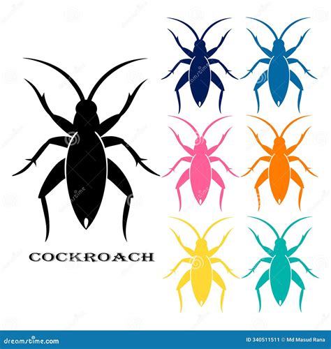 Cockroach Icon In Black Style Isolated On White Insects Pattern