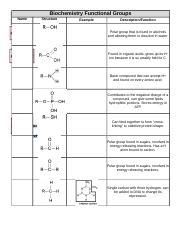 Functional Groups Fill In Name Docx Biochemistry Functional Groups Name Structure Example