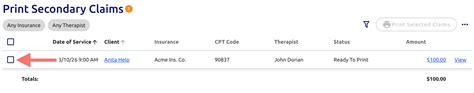How To Print Secondary Claims Therapyappointment Support Center