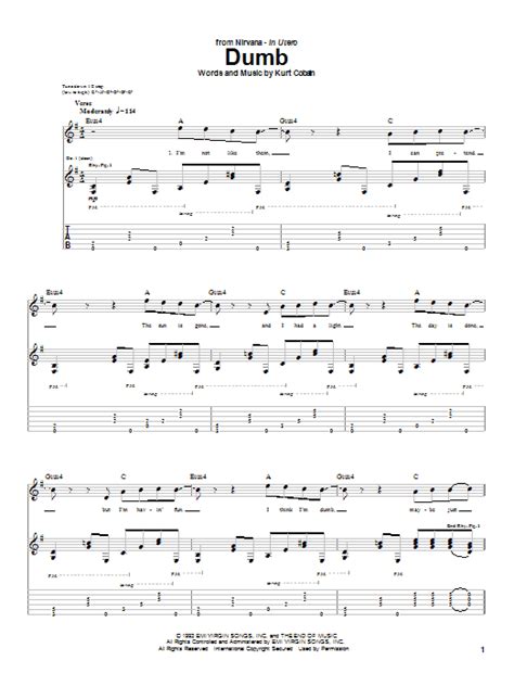 Dumb By Nirvana Guitar Tab Guitar Instructor