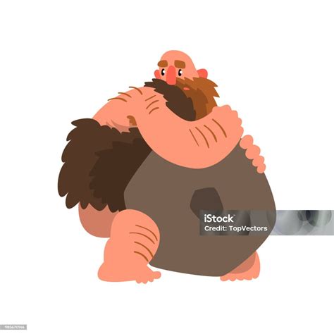 흰색 바탕에 돌 선사 시대 남자 캐릭터 만화 벡터 일러스트 레이 션과 기본 근육 원시인 남자에 대한 스톡 벡터 아트 및 기타 이미지 남자 독일 만화 Istock