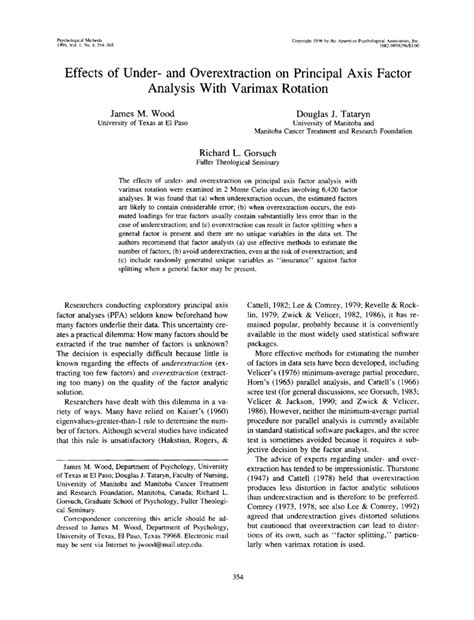 Pdf Effects Of Under And Overextraction On Principal Axis Factor