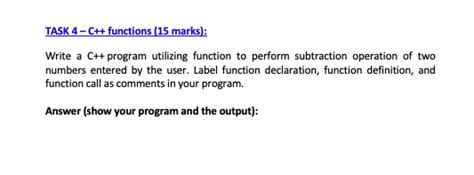 Solved Task 3−c Functions 10 Marks Write A C Program
