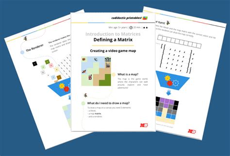 Defining A Matrix By Creating A Video Game Map Introduction To Matrics Printable Code