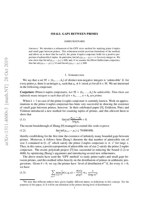 Pdf Small Gaps Between Primes
