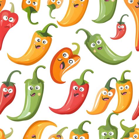 Chili Pepper Core Pattern White Background Premium Ai Generated Image