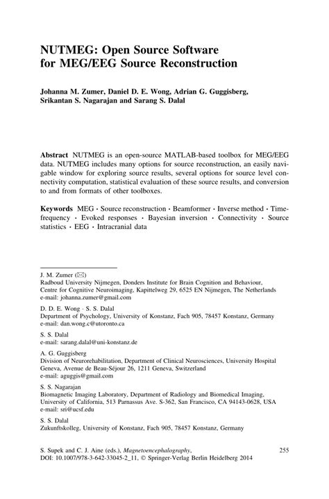 Pdf Nutmeg Open Source Software For Megeeg Source Reconstruction