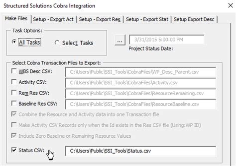 Setting Up A Status Export