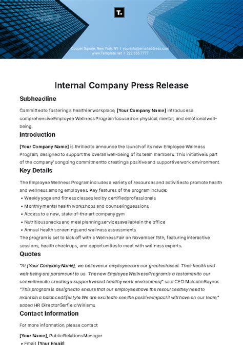 Free Press Release Templates To Edit Online And Print