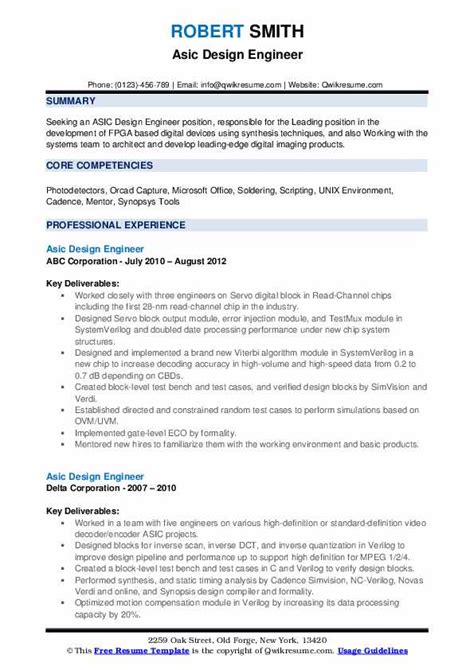 10 Asic Design Engineer Resume Samples Templates For 2025