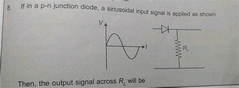 If In A P N Junction Diode A Sinusoidal Input Signal Is Applied As
