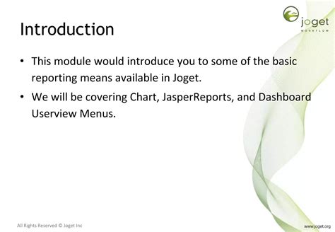 Joget Workflow V6 Training Slides 14 Introduction To Reporting Pptx