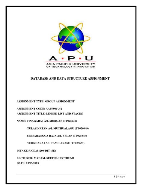 Database And Data Structure Assignment Pdf Data Information