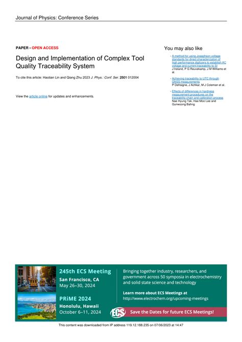 pdf design and implementation of complex tool quality traceability system