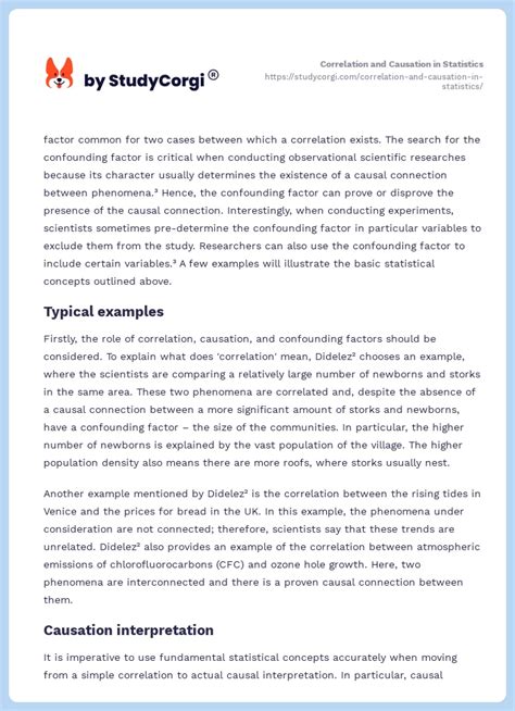 Correlation And Causation In Statistics Free Essay Example
