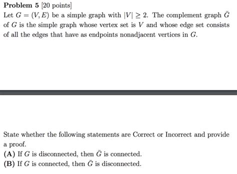 Solved Problem Points Let G V E Be A Simple Chegg