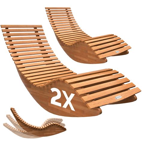 Buy Casaria® 2x Java Rocking Wooden Garden Loungers 195x60x93cm Fsc