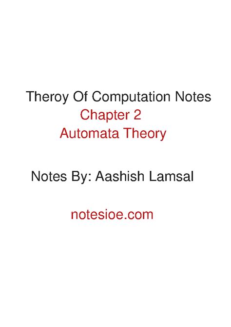 Toc Chapter 2 Notes Computer Engineering Theroy Of Computation