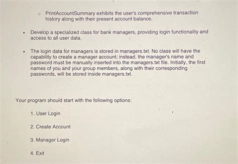 solved your task is to develop a bank management system in