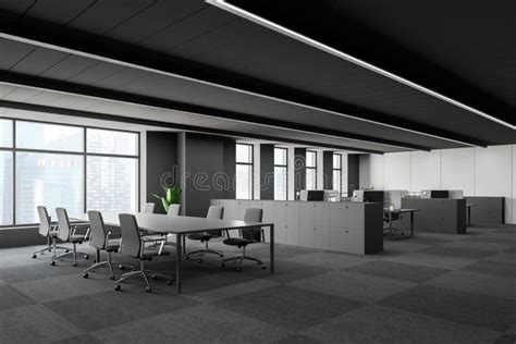 Gray Meeting Room Corner In Open Space Office Stock Illustration