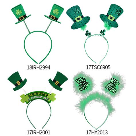 跨境爱尔兰三叶草发箍头扣 圣帕特里克节日派对装扮道具发带批发 阿里巴巴